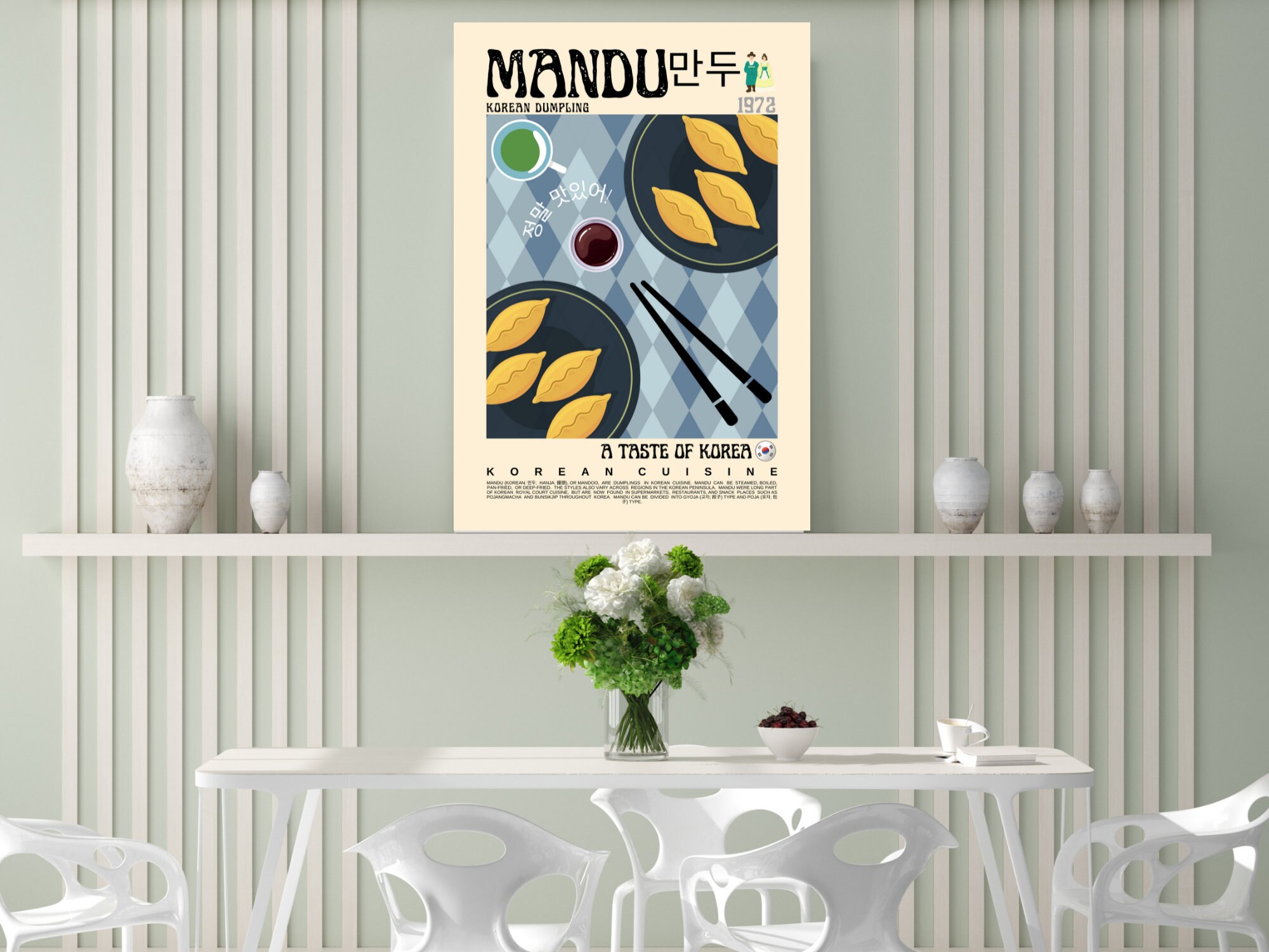 Mandu Poster Vintage Style, Korean Food Vintage Wall Art, Korean ...