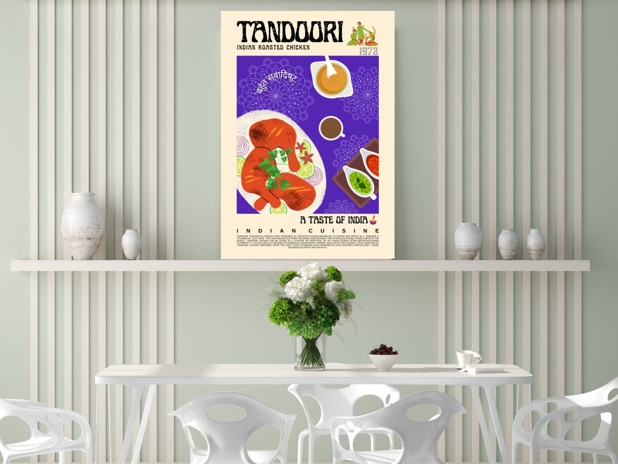 Tandoori Poster Retro Style Indian Cuisine Wall Art Indian - Etsy