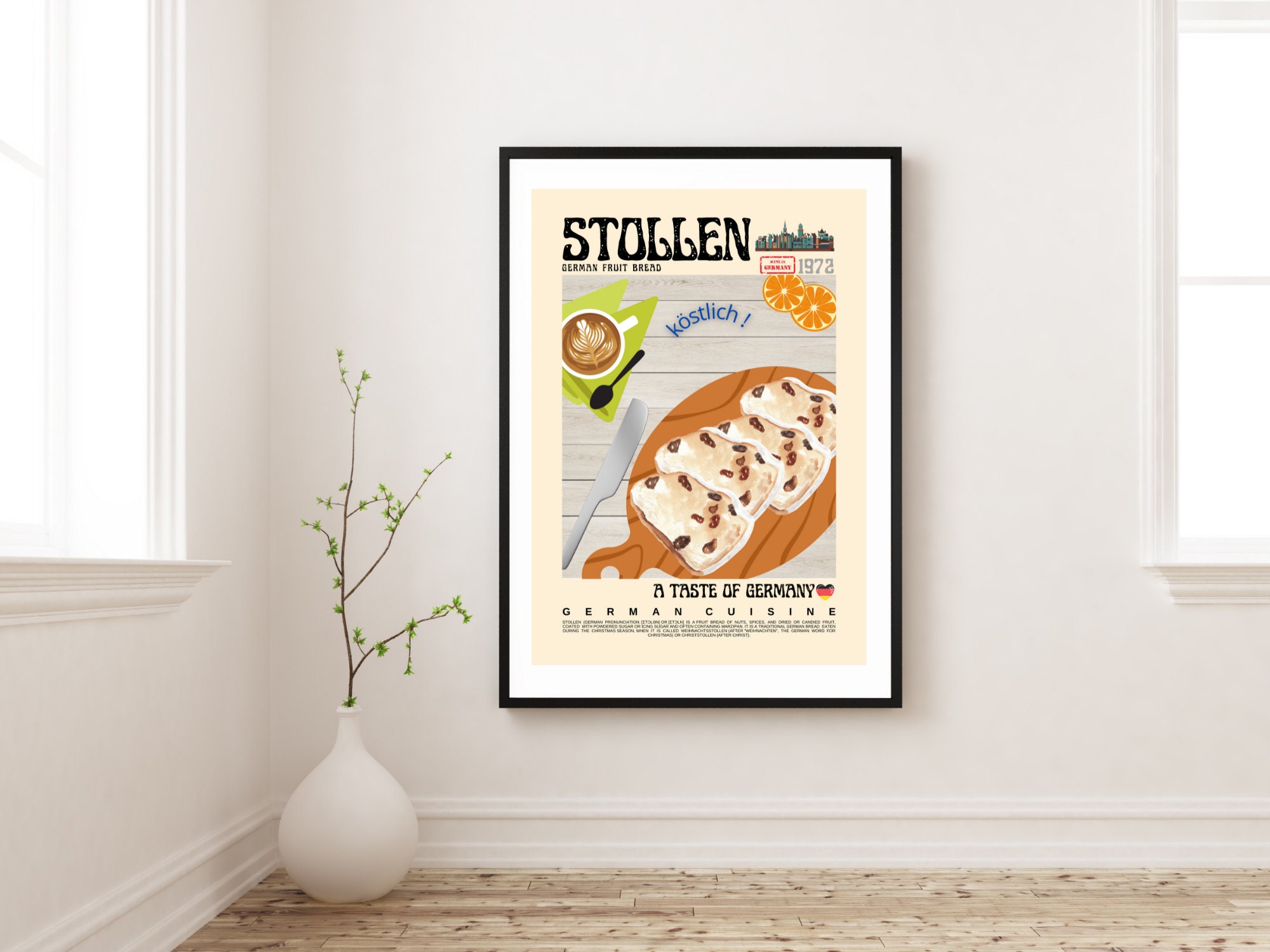 Stollen Poster Vintage Style, German Food Wall Art, Germany Cuisine ...