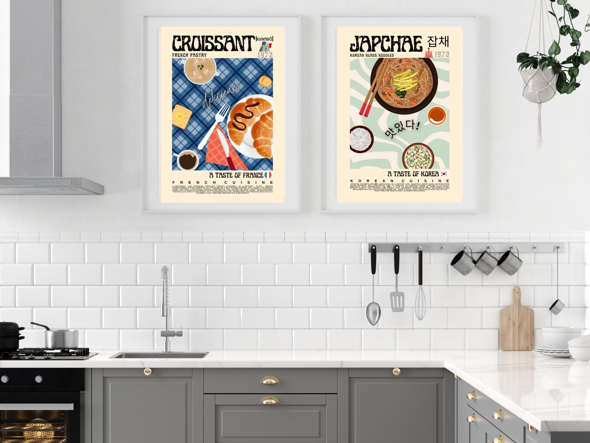 Croissant Poster Vintage Style, French Cuisine Wall Art for Modern ...