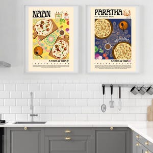 Naan Poster Retro Style, Indian Cuisine Wall Art, Indian Food Prints ...