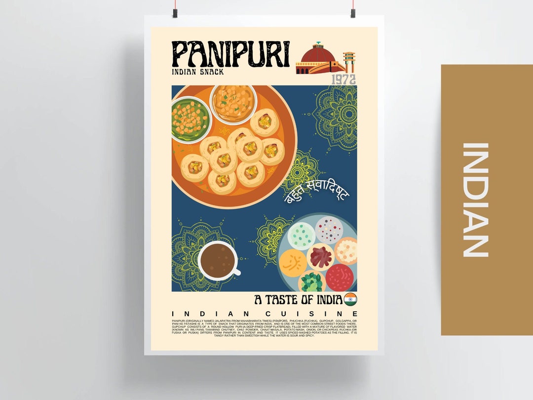 Panipuri Poster Retro Style Indian Cuisine Wall Art Indian - Etsy
