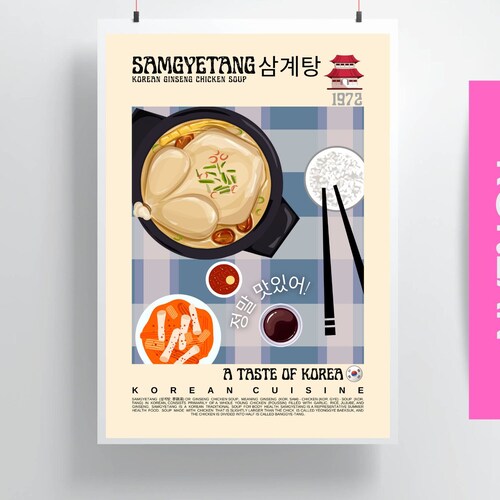Kimchi Poster Vintage Style Korean Food Retro Wall Art Korea - Etsy