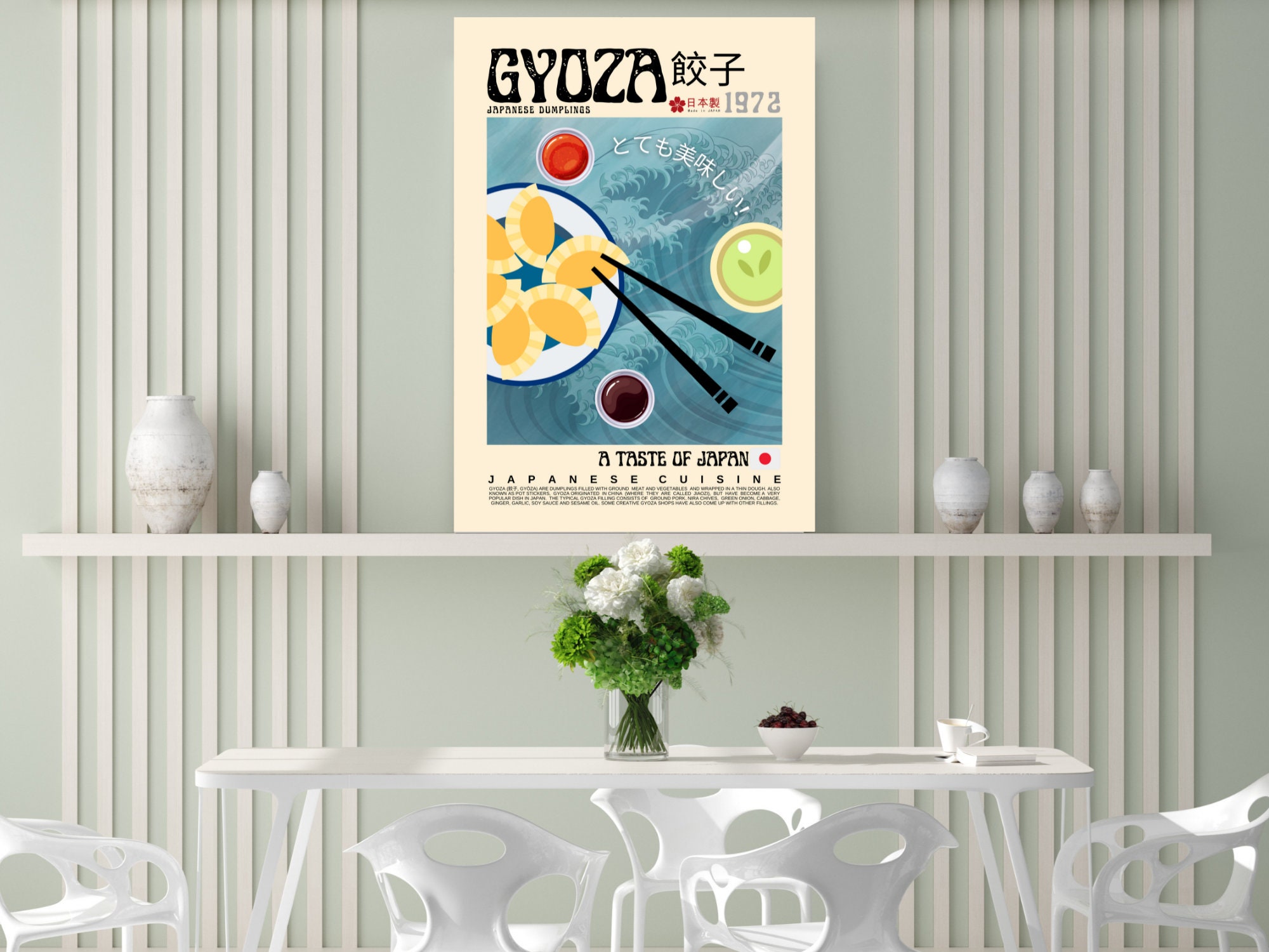 Gyoza Poster Vintage Feel Japanese Retro Food Wall Art - Etsy