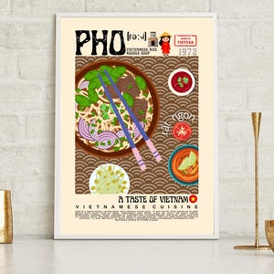Pho Poster Vintage Style, Vietnam Food Wall Art, Vietnam Delicacy ...