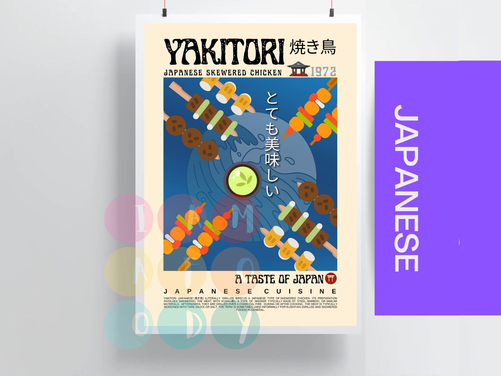 Yakitori Poster Vintage Style, Japanese Cuisine Wall Art, Modern ...