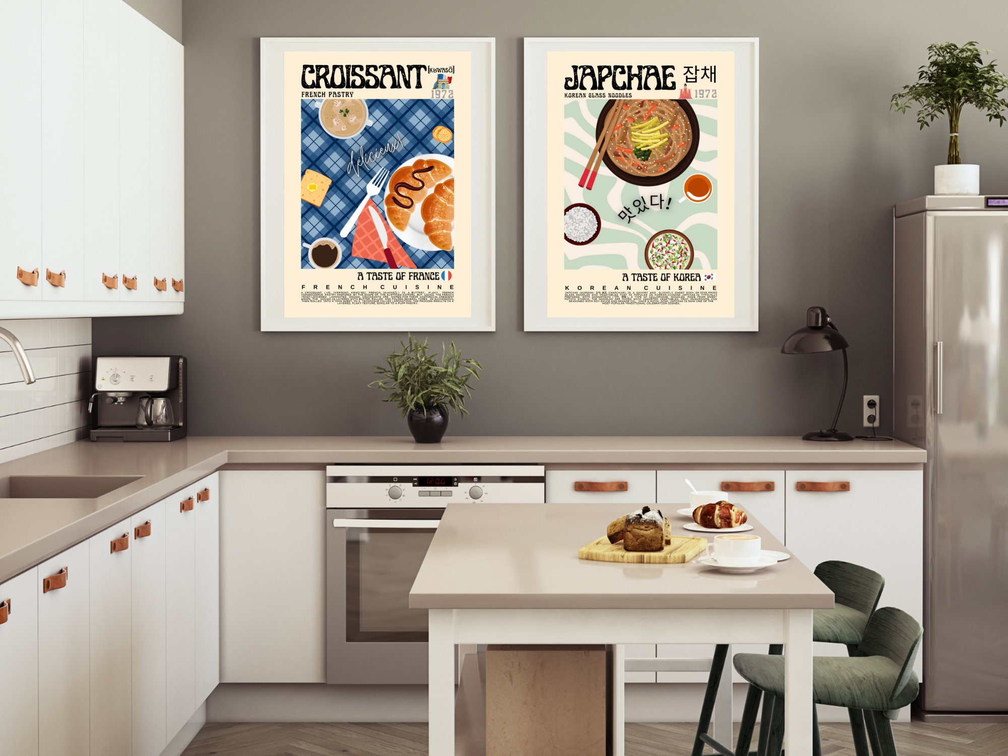 Croissant Poster Vintage Style, French Cuisine Wall Art for Modern ...