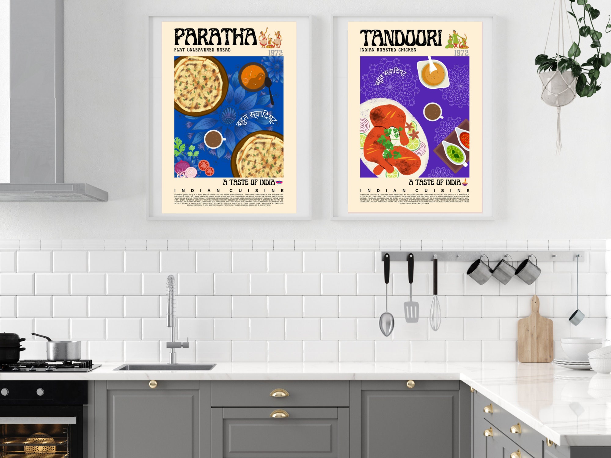 Paratha Poster Retro Style, Indian Cuisine Wall Art, Indian Food Prints ...