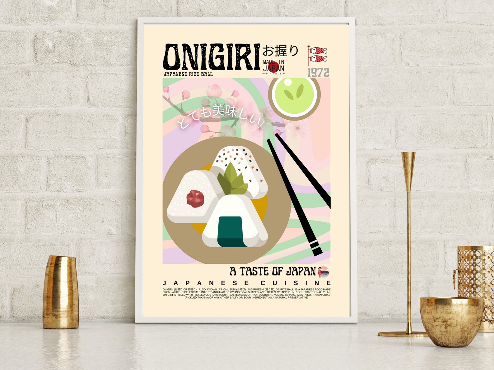 Onigiri Poster Retro Style, Japanese Food Wall Art, Japan Cuisine ...
