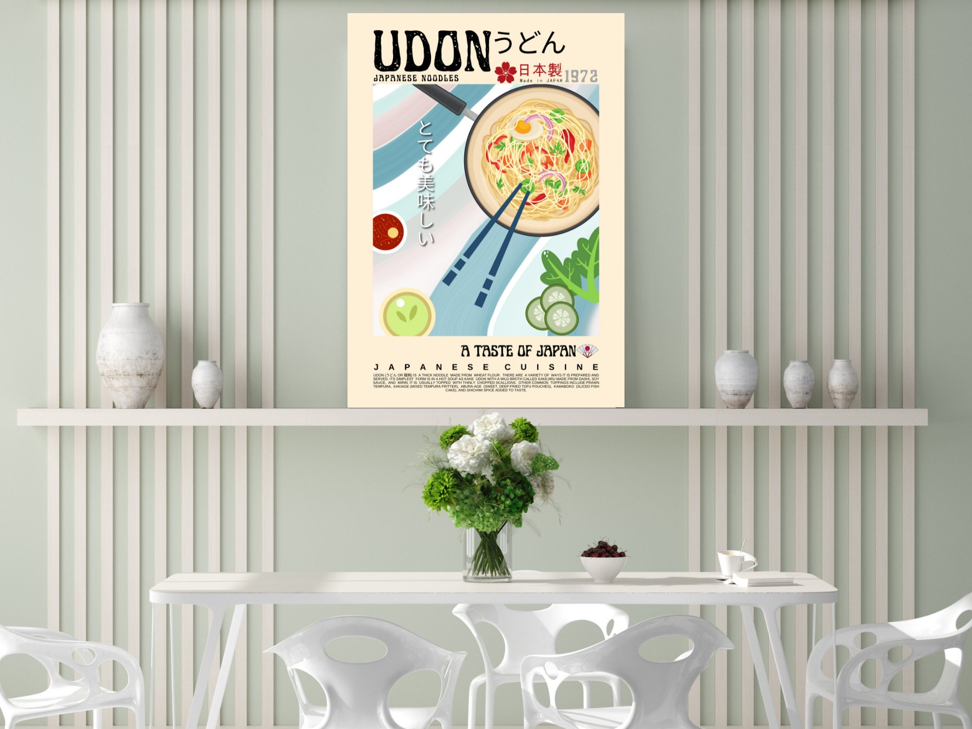 Udon Poster Vintage Style, Japanese Cuisine Wall Art, Modern Kitchen ...