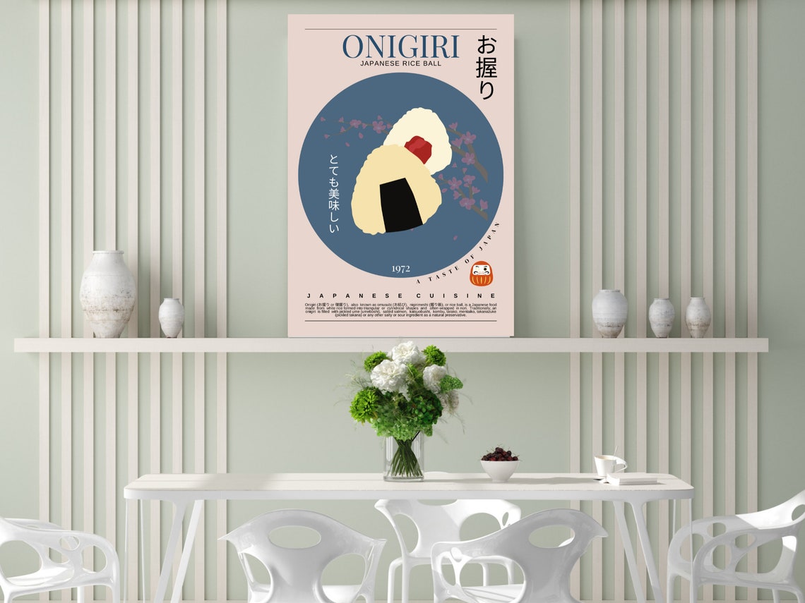 Onigiri Poster Retro Style Japanese Vintage Food Wall Art - Etsy