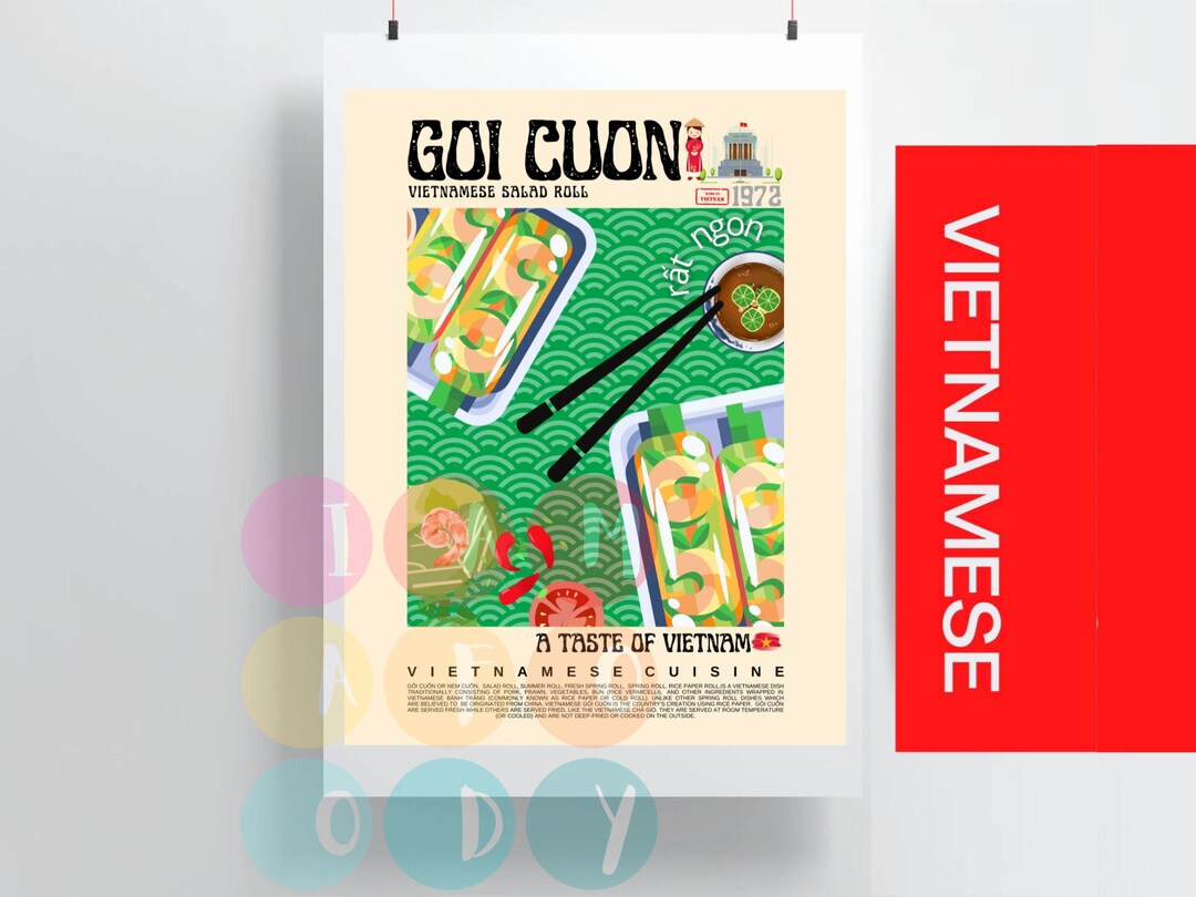 Goi Cuon Retro Style Poster, Vietnam Food Wall Art, Vietnamese Food ...