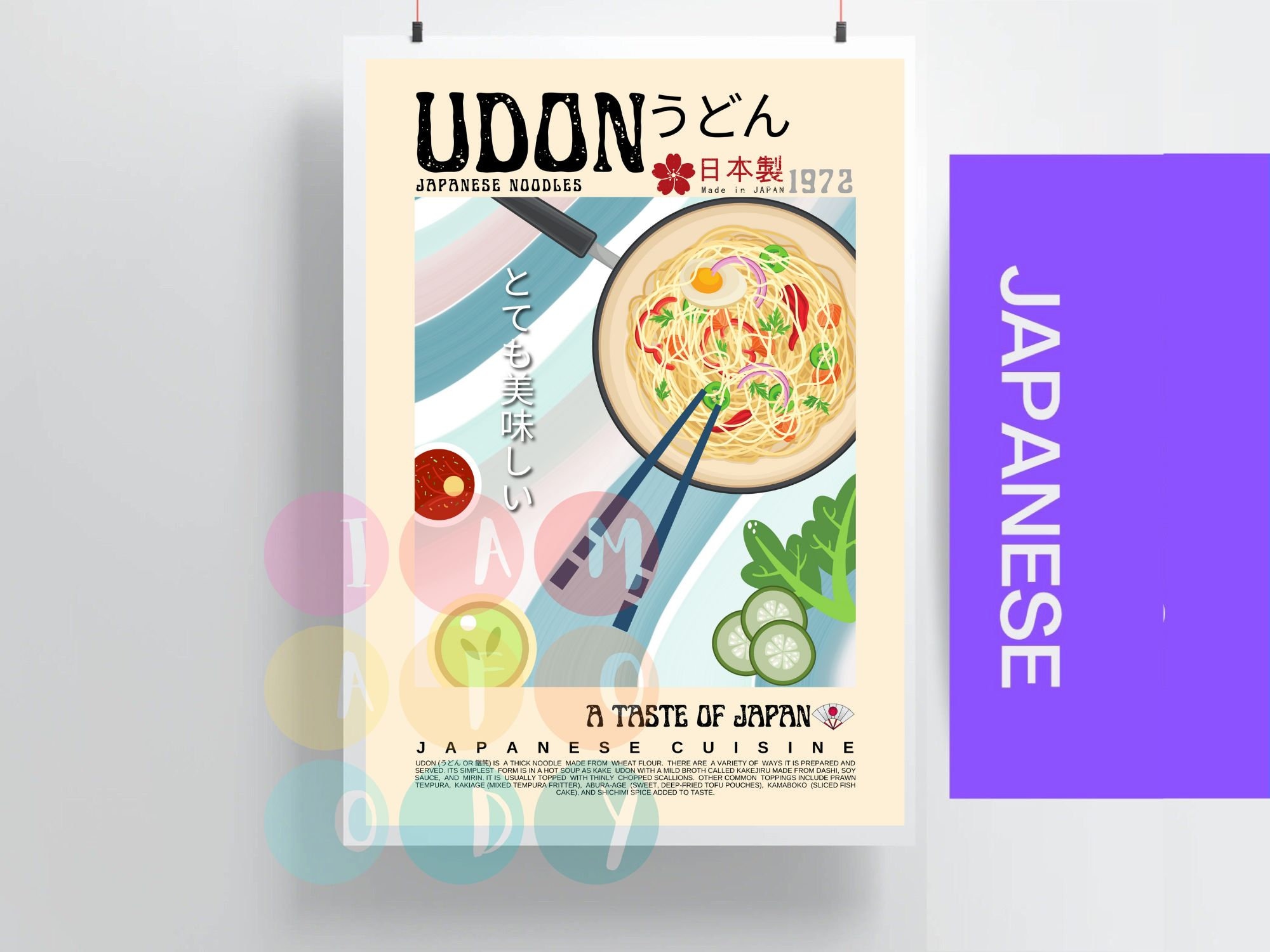 Udon Poster Vintage Style, Japanese Cuisine Wall Art, Modern Kitchen ...