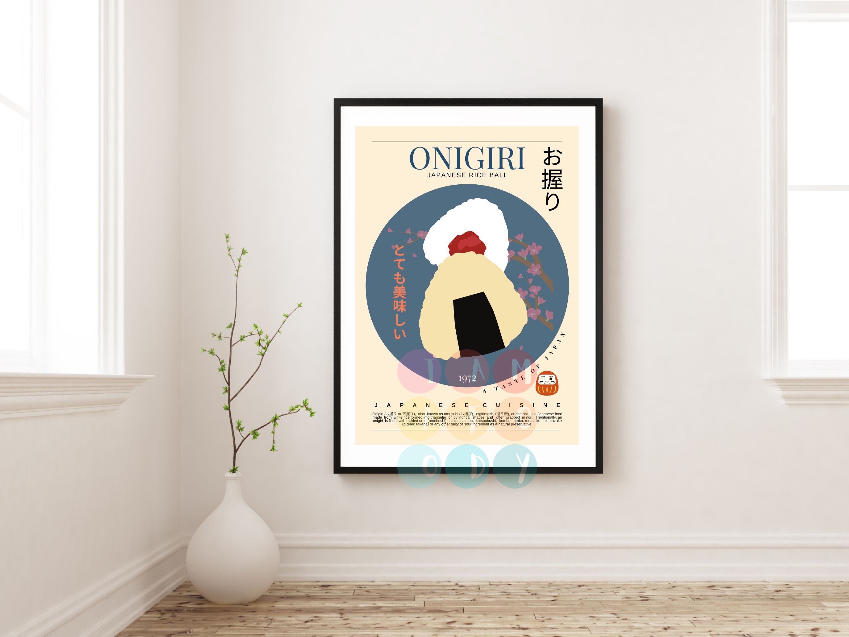 Onigiri Poster Retro Style | Japanese Vintage Food Wall Art | Japanese ...