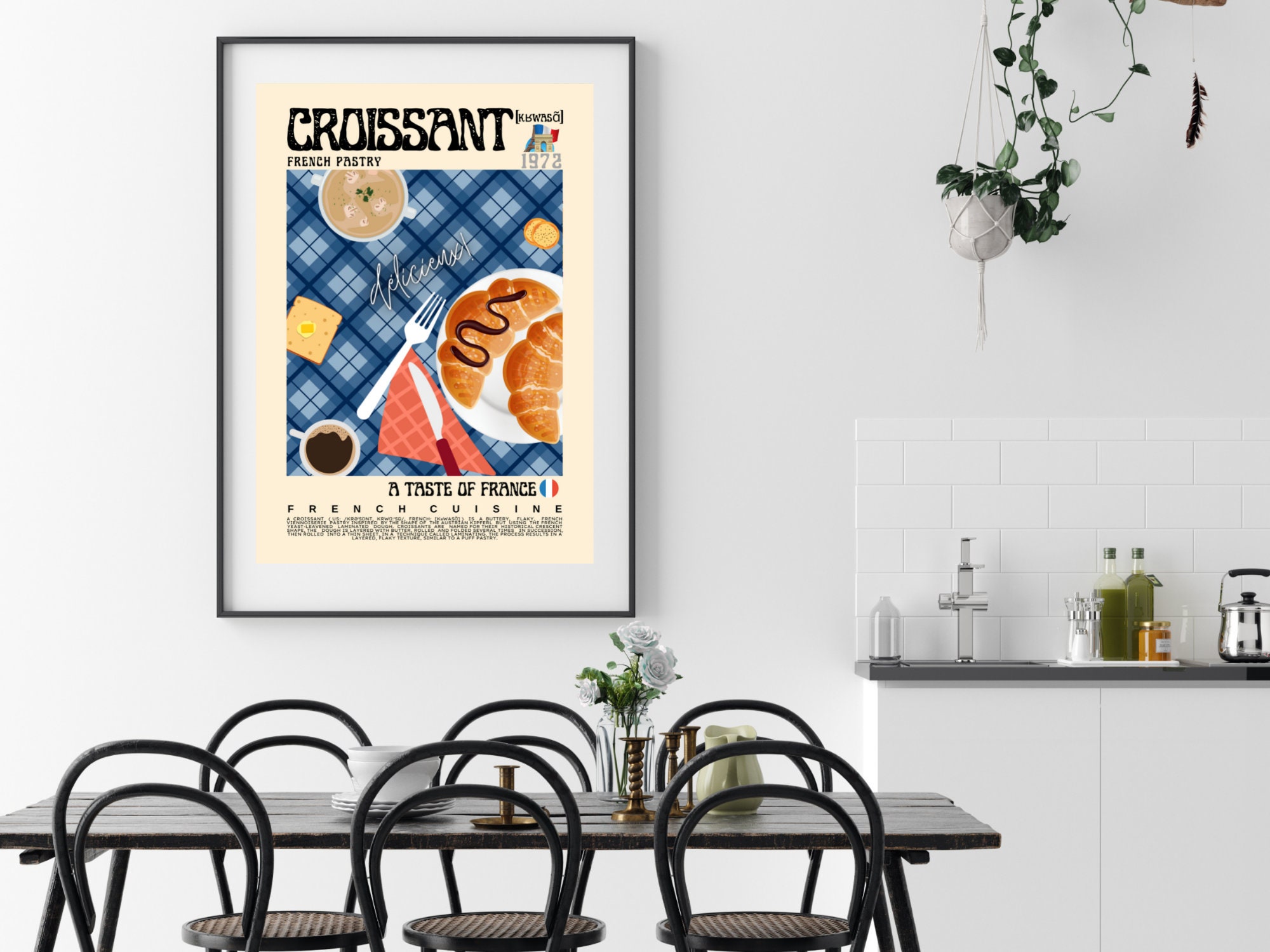 Croissant Poster Vintage Style French Cuisine Wall Art for - Etsy
