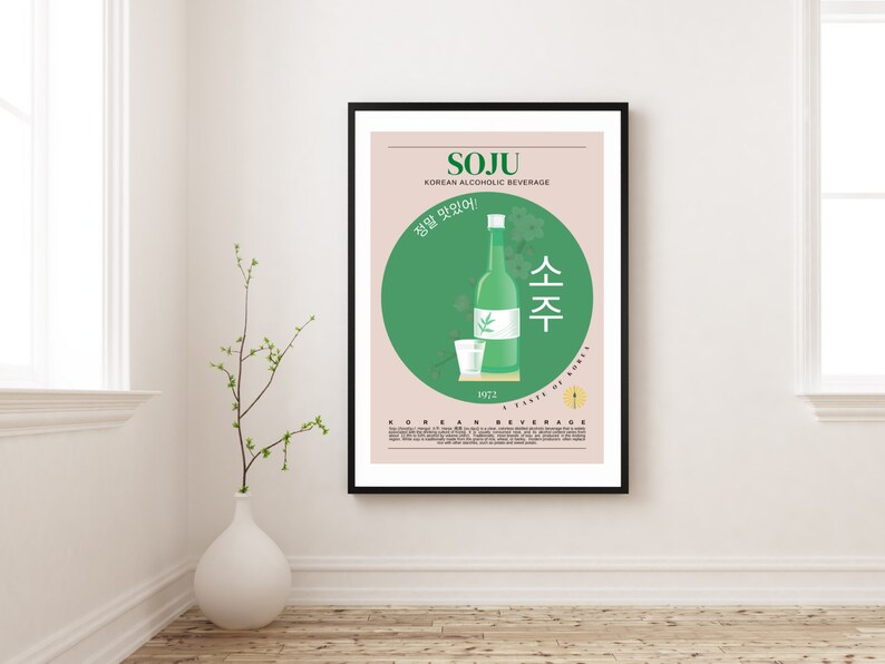 Soju Poster Retro Style Korean Food Vintage Wall Art Korean - Etsy