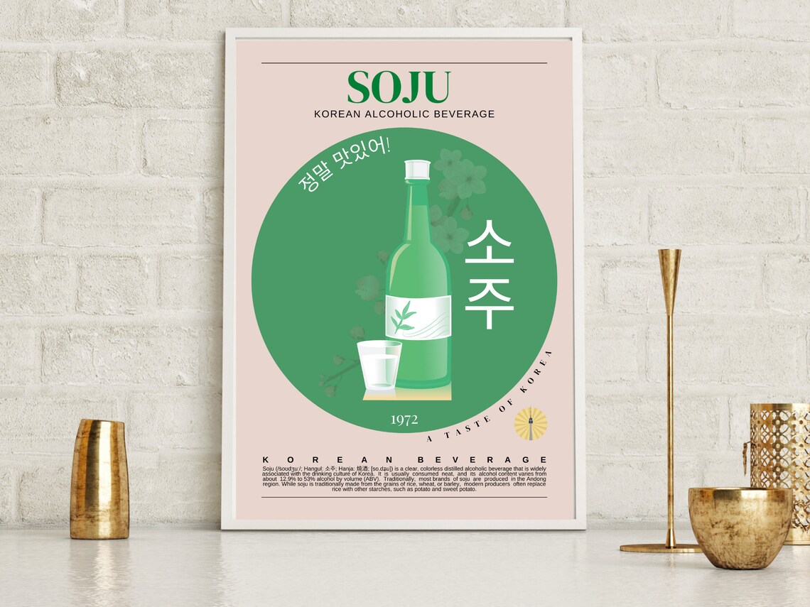 Soju Poster Retro Style Korean Food Vintage Wall Art Korean - Etsy