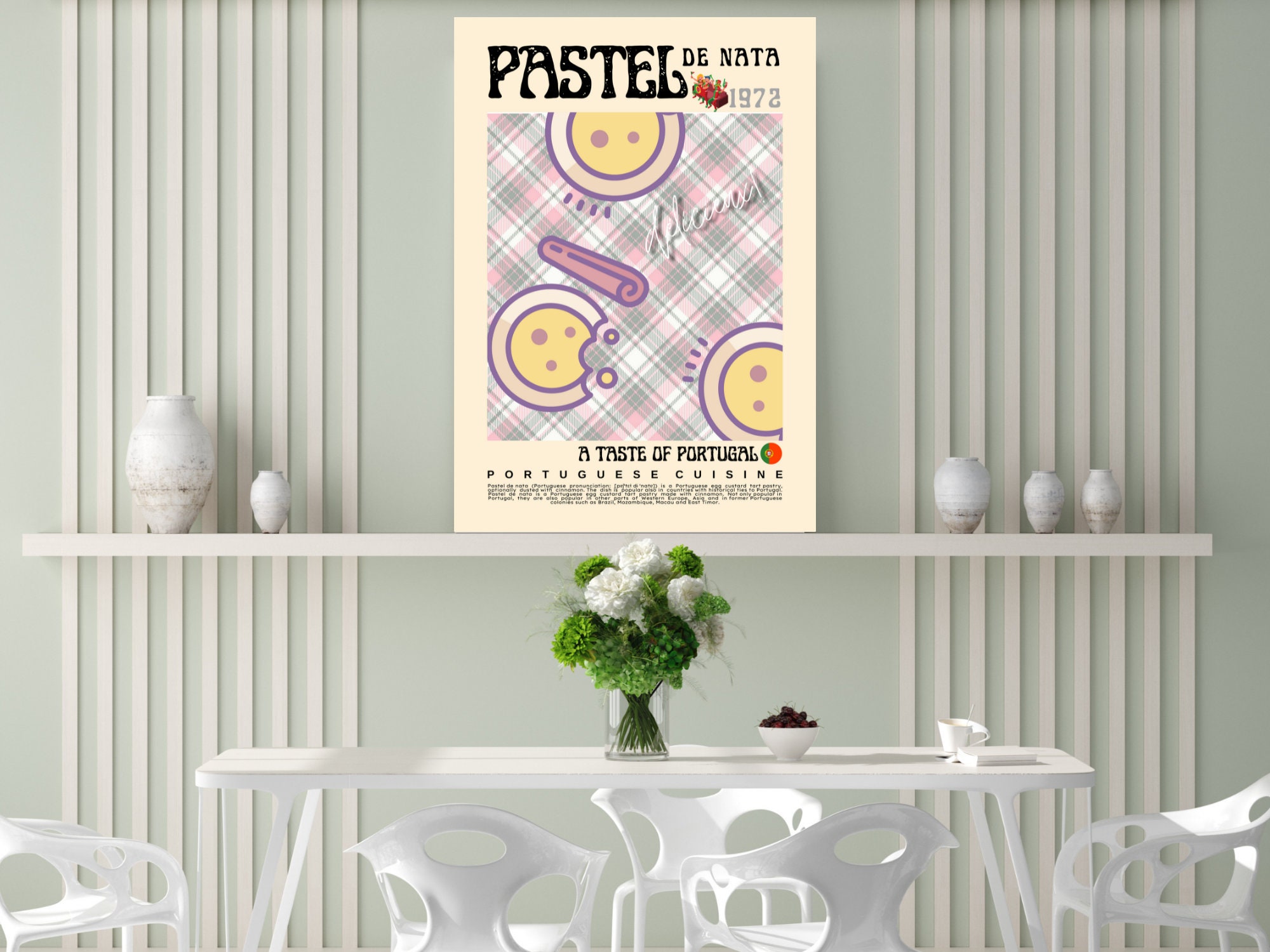 Pastel De Nata Poster Vintage Style Portuguese Cuisine Wall - Etsy