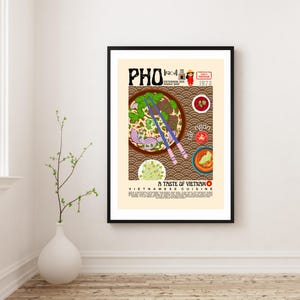 Pho Poster Vintage Style, Vietnam Food Wall Art, Vietnam Delicacy ...