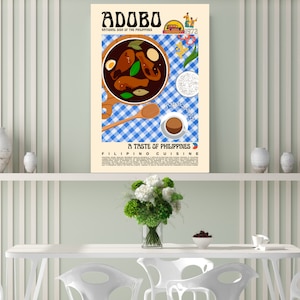 Adobo Poster Retro Style, Filipino Cuisine Wall Art, Vintage ...