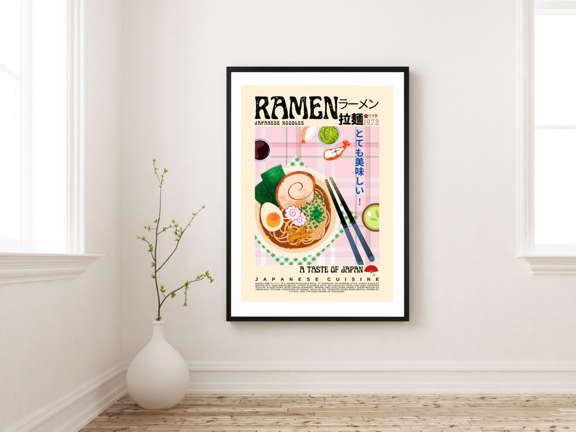 Ramen Poster Retro Style Japanese Vintage Food Wall Art - Etsy
