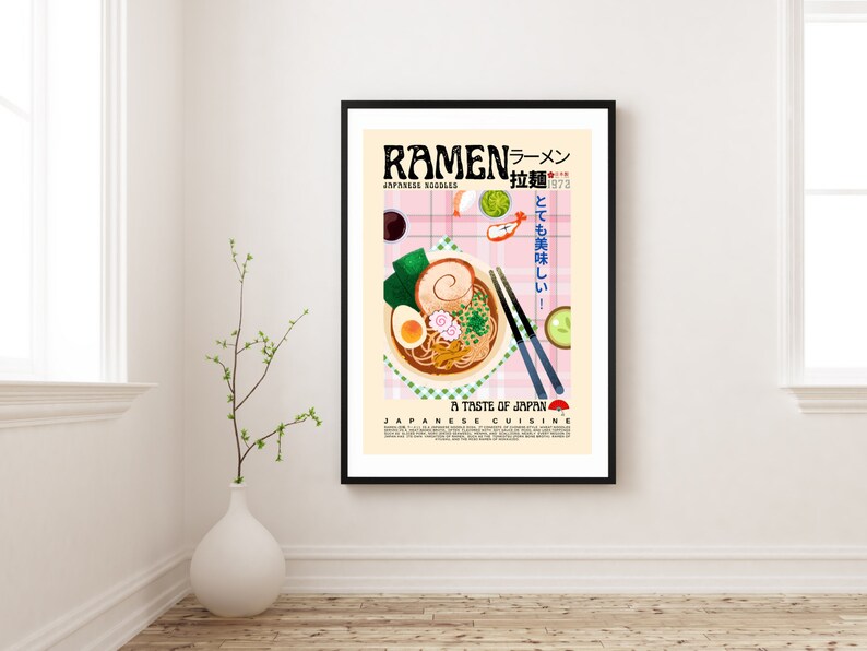 Ramen Poster Retro Style, Japanese Vintage Food Wall Art, Japanese ...