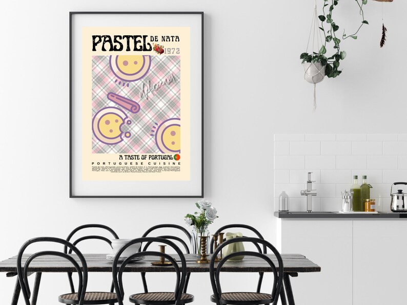 Pastel De Nata Poster Vintage Style Portuguese Cuisine Wall - Etsy