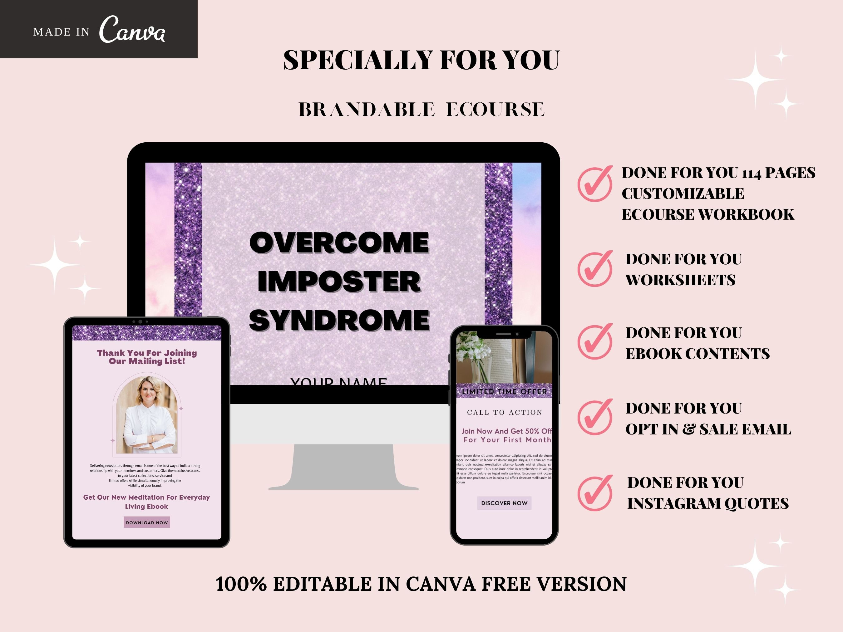 Overcome Imposter Syndrome Coach Ebook, Done for You Workbook ...