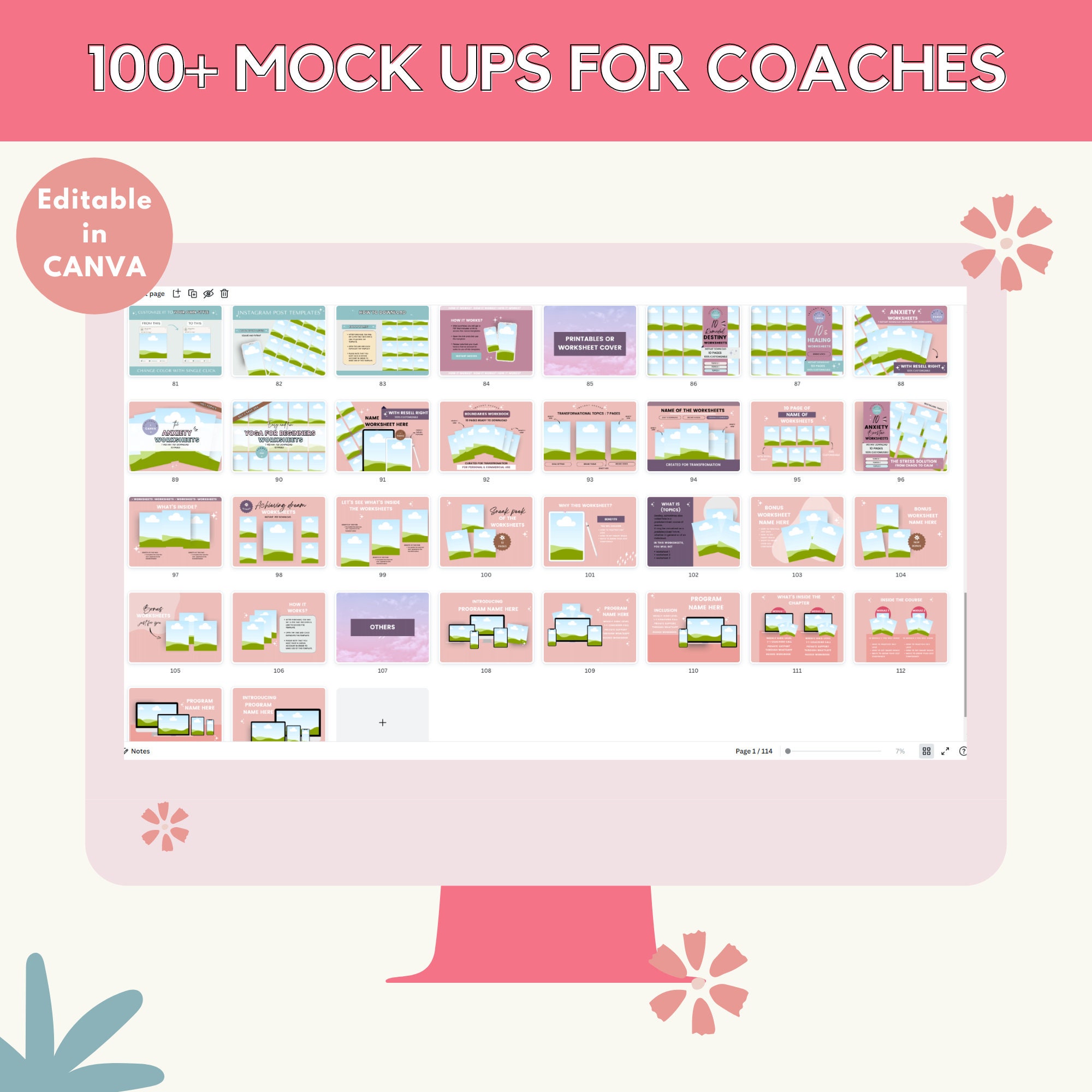 100+ Mockup Canva Template for Coaches, Course Creator Mockup, Digital ...