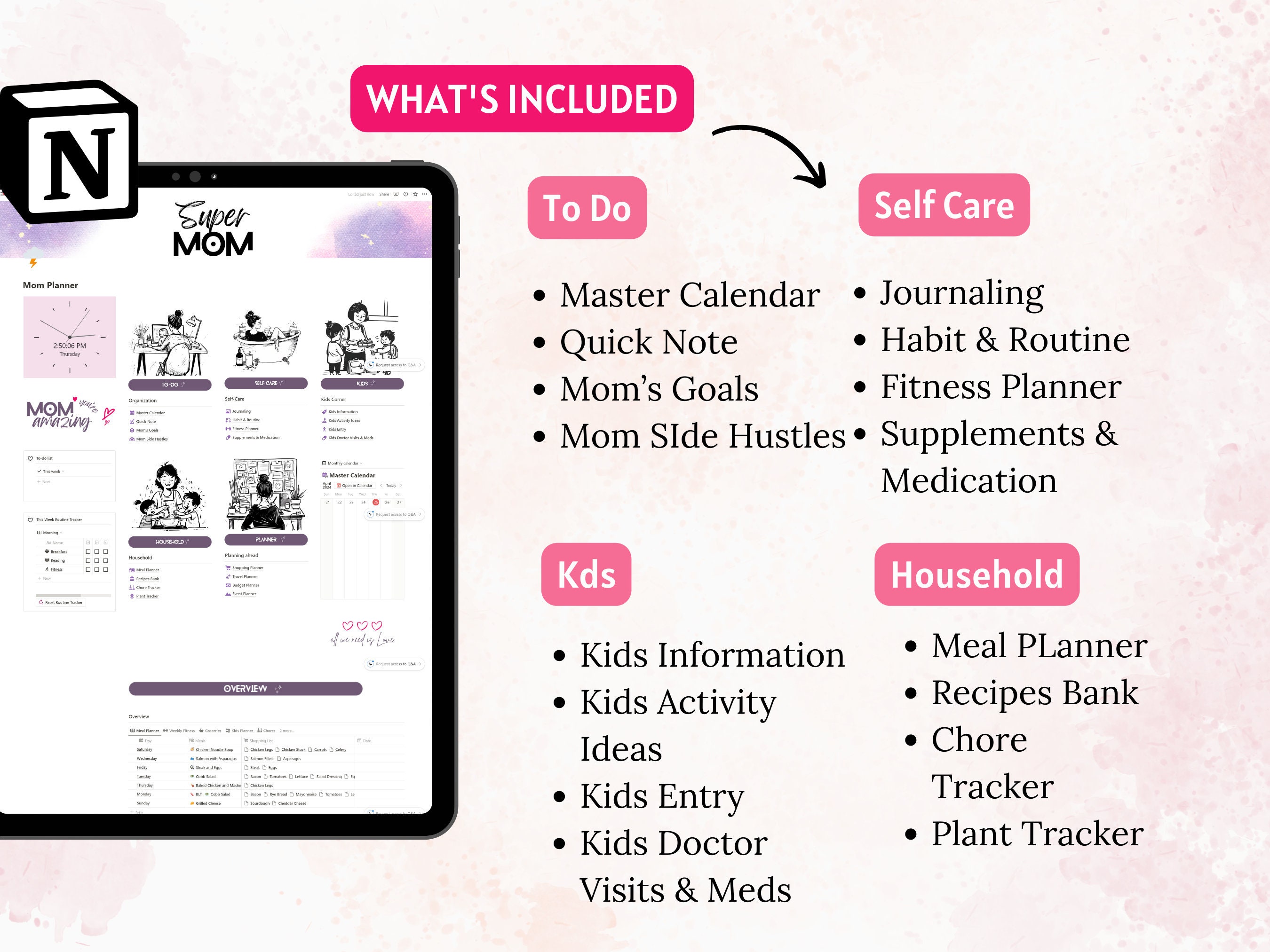 Mom Planner Notion Template, Family Notion Template, Habit Tracker, Mom ...