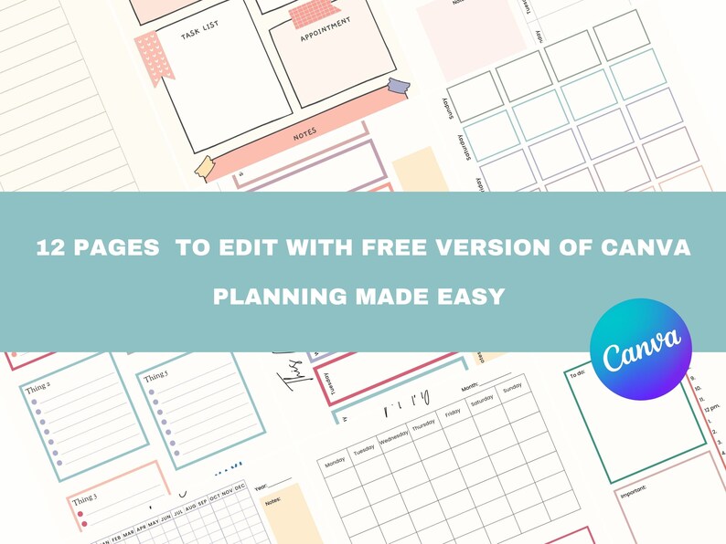 Editable Printable Planner Template Canva, Canva Template Kit, Daily ...