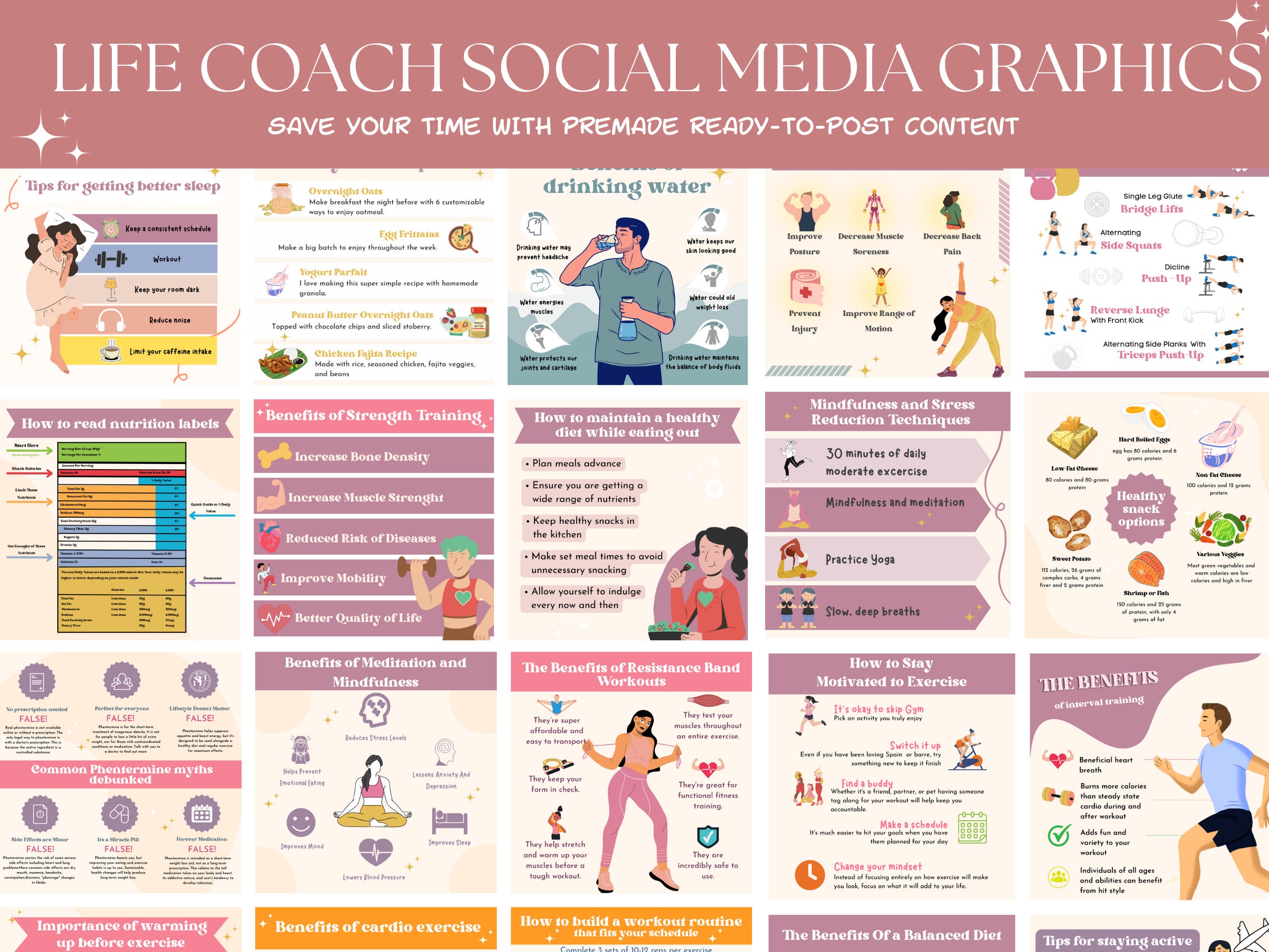 60 Life Coach Mental Health Social Media CANVA Templates, Life Coach ...