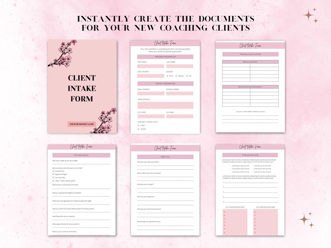 Client Intake Form for Coaches Coaching Form Client - Etsy