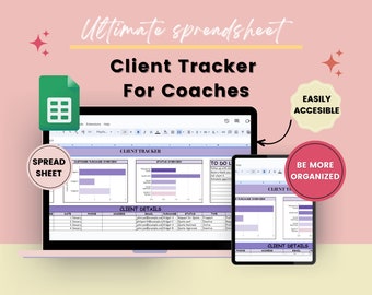 Client Onboarding Tracker Spreadsheet for Coaches, CRM, Client ...