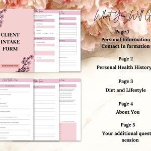 Client Intake Form for Coaches, Coaching Form, Client Information ...