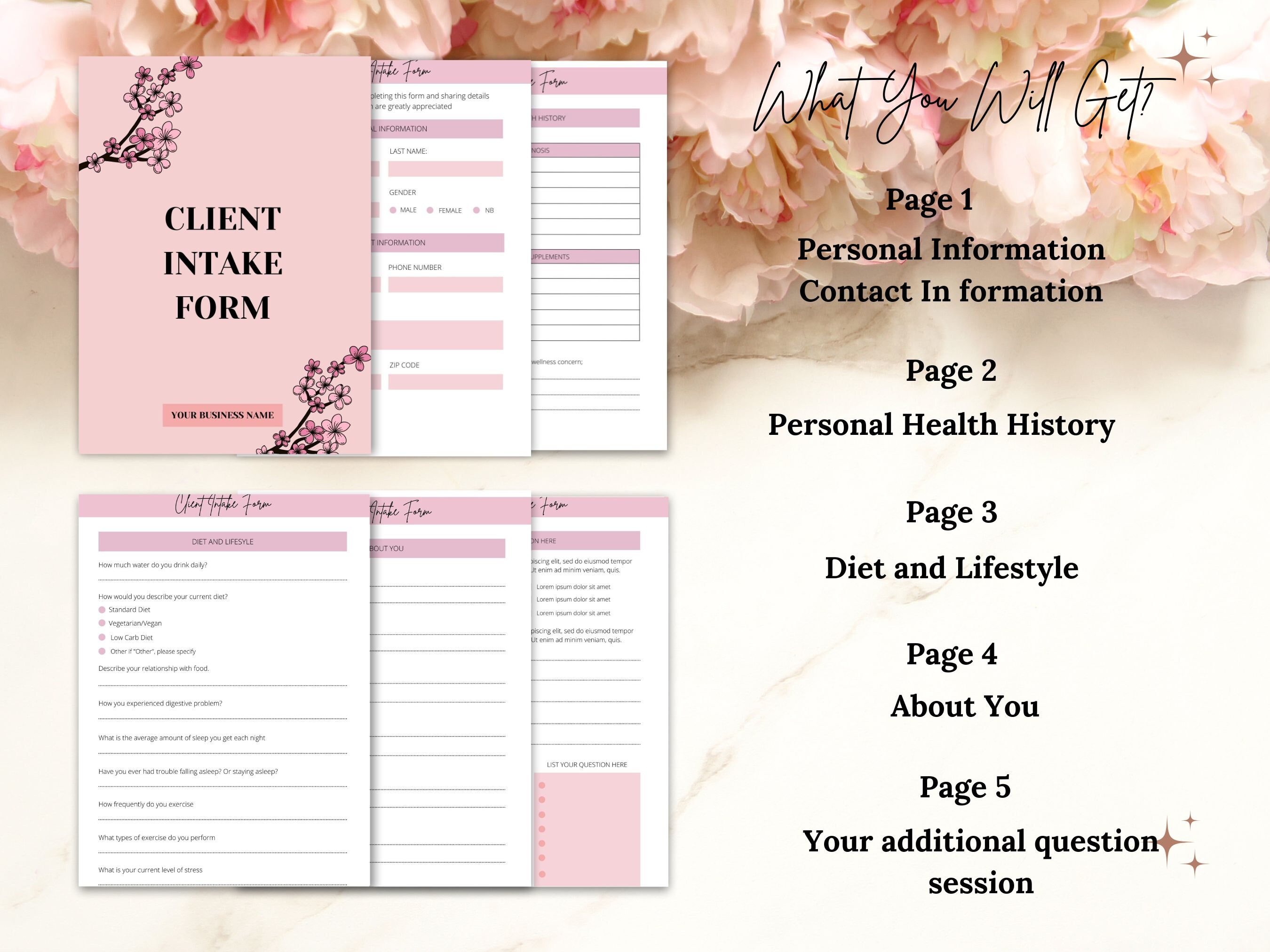 Client Intake Form for Coaches, Coaching Form, Client Information ...