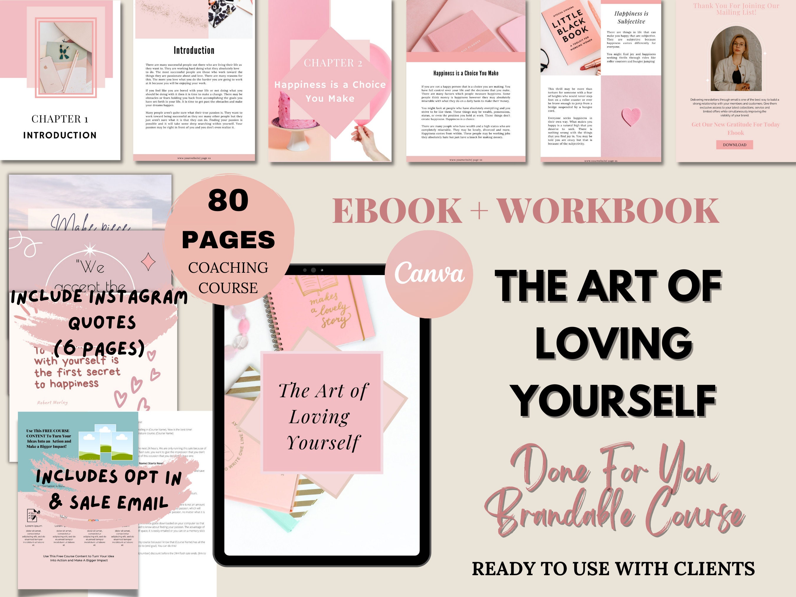 Self Love Workbook Canva, Done for You Self Love, Brandable Coaching ...