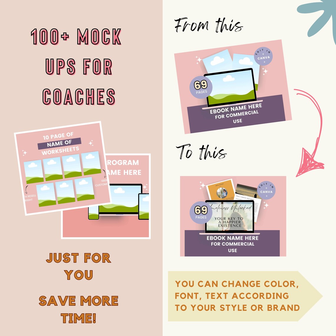 100+ Mockup Canva Template for Coaches, Course Creator Mockup, Digital ...