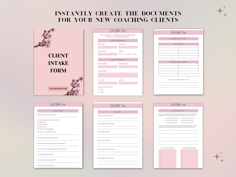 Client Intake Form for Coaches Coaching Form Client | Etsy