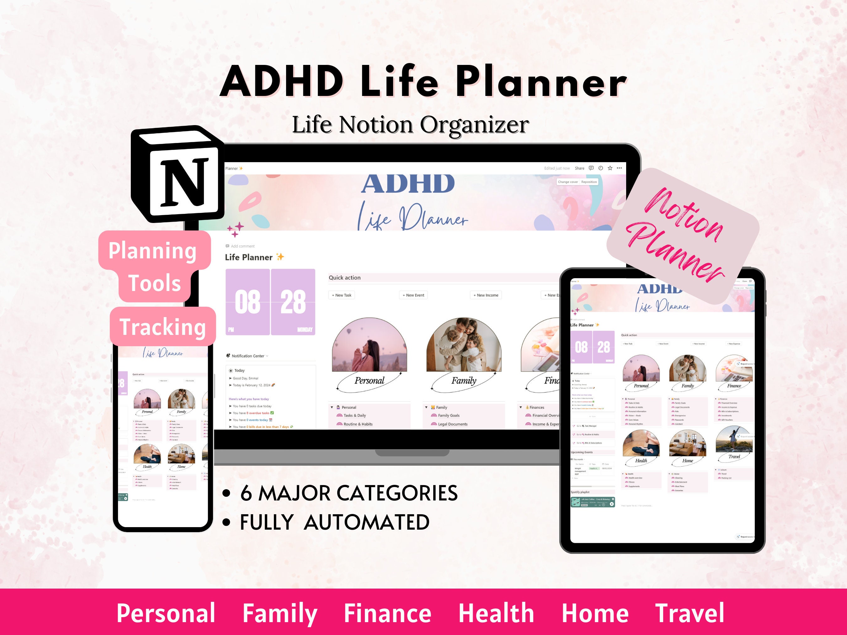 Notion ADHD Life Planner, Notion Dashboard, ADHD Digital Planner, Adult ...