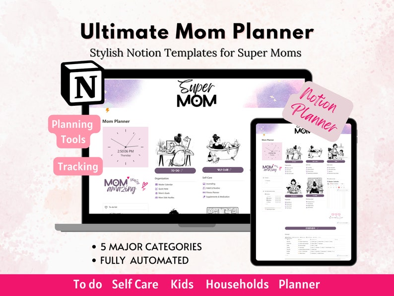 Mom Planner Notion Template, Family Notion Template, Habit Tracker, Mom ...