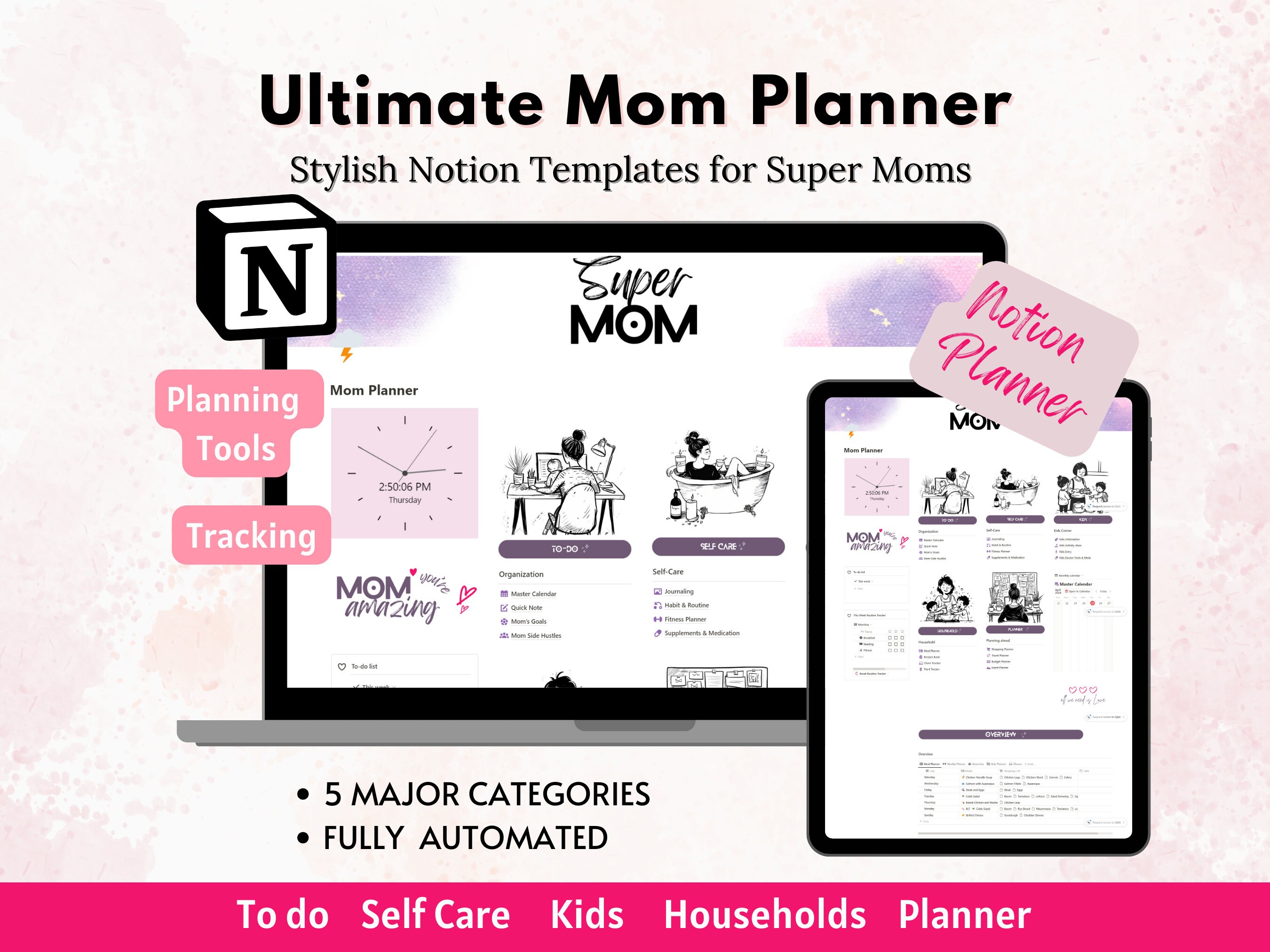 Mom Planner Notion Template, Family Notion Template, Habit Tracker, Mom ...