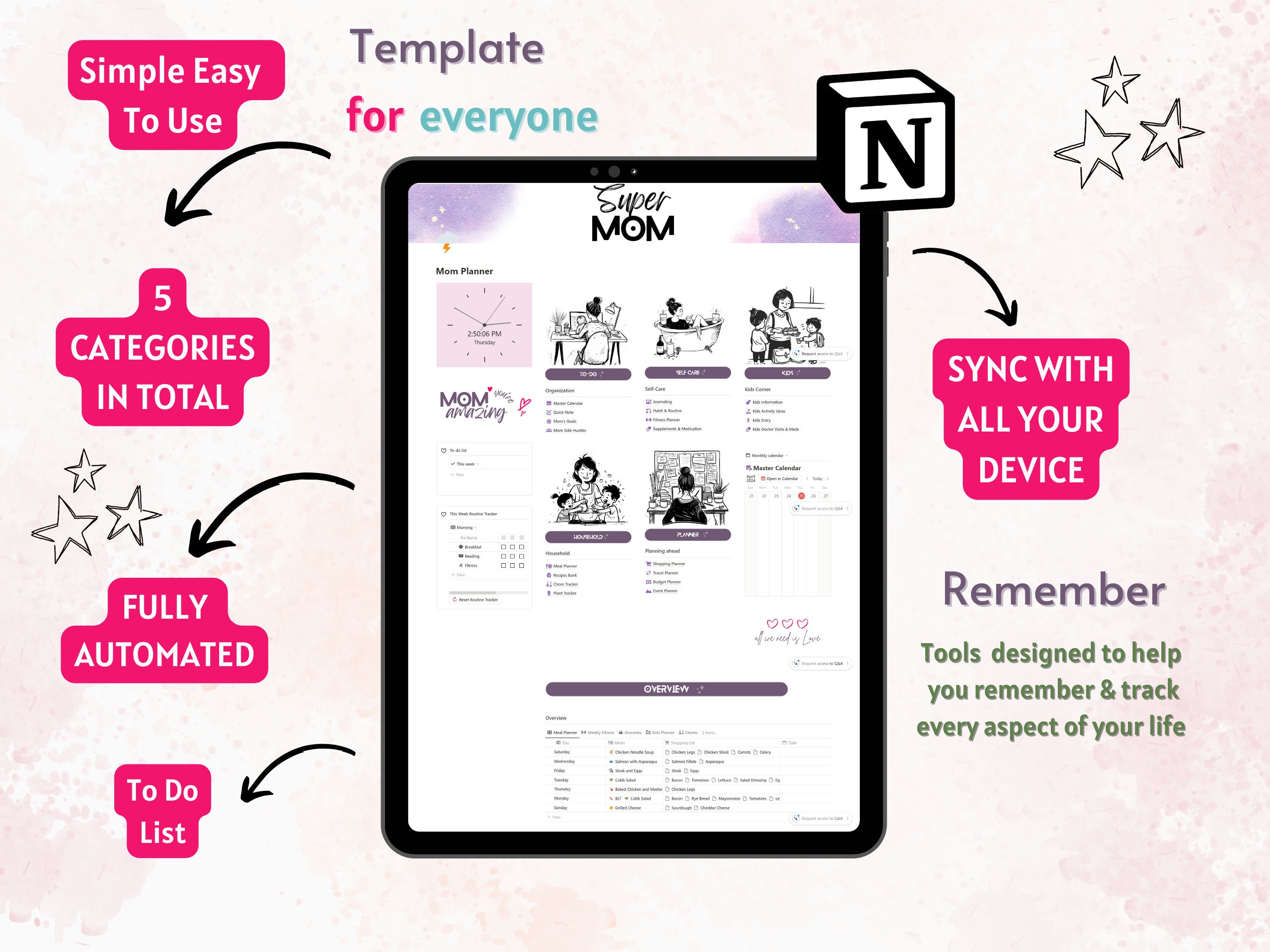 Mom Planner Notion Template, Family Notion Template, Habit Tracker, Mom ...