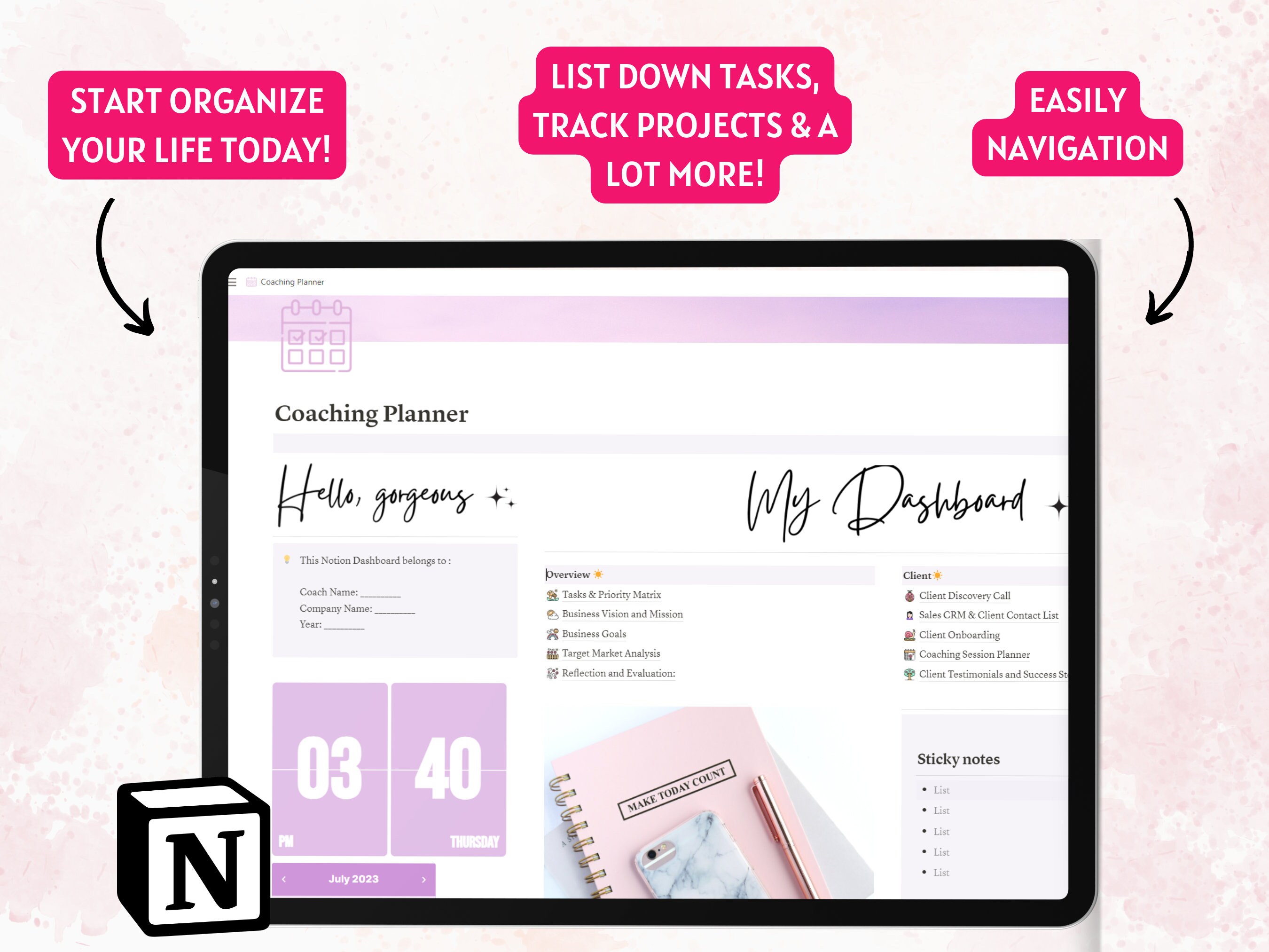 Notion Coaching Planner, Notion Dashboard, Notion Template for Coaches: Plan, Track, and Inspire ...