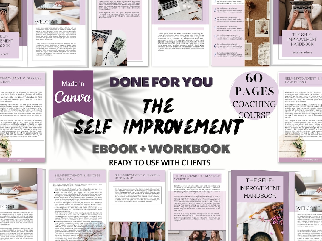 Self Improvement Coach Workbook, Lead Magnet Ebook, Brandable Ecourse ...