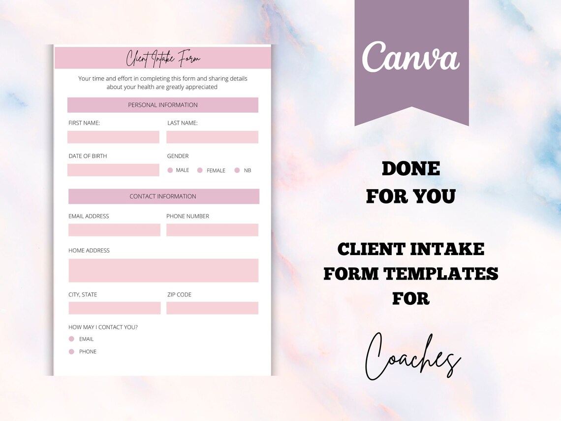 Client Intake Form for Coaches Coaching Form Client - Etsy