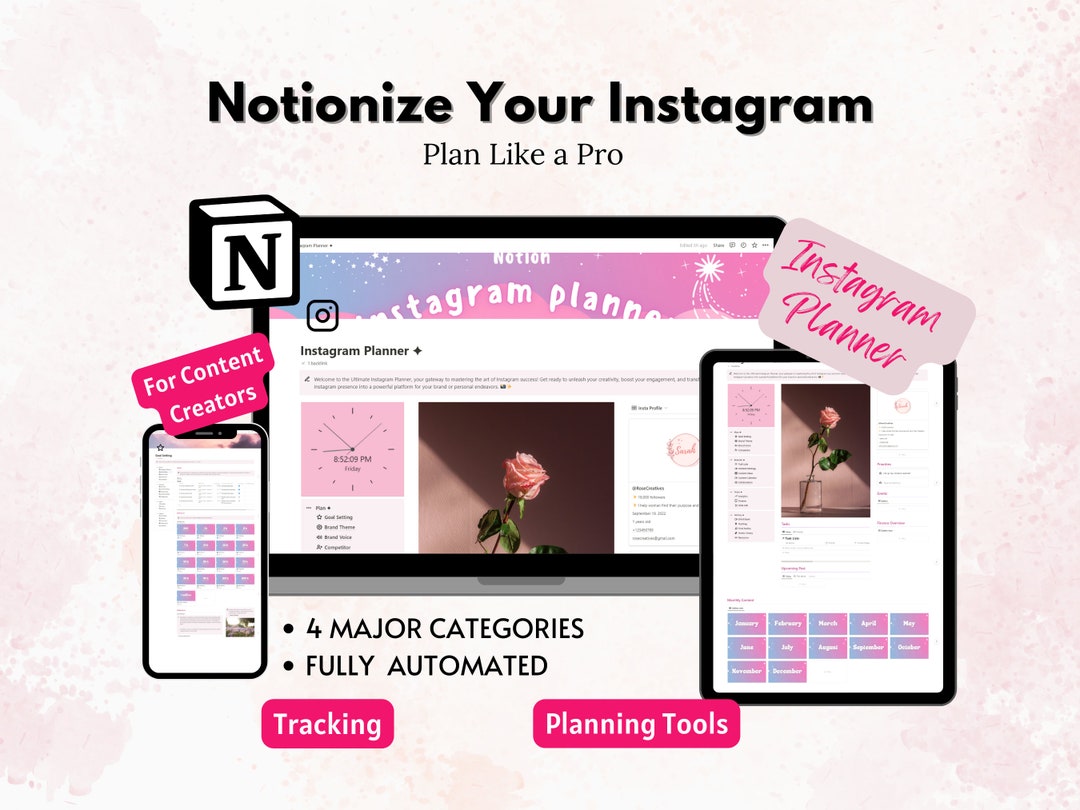Notion Template Instagram Planner, Social Media Content Notion ...