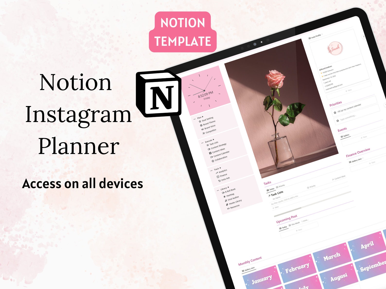 Notion Template Instagram Planner, Social Media Content Notion ...