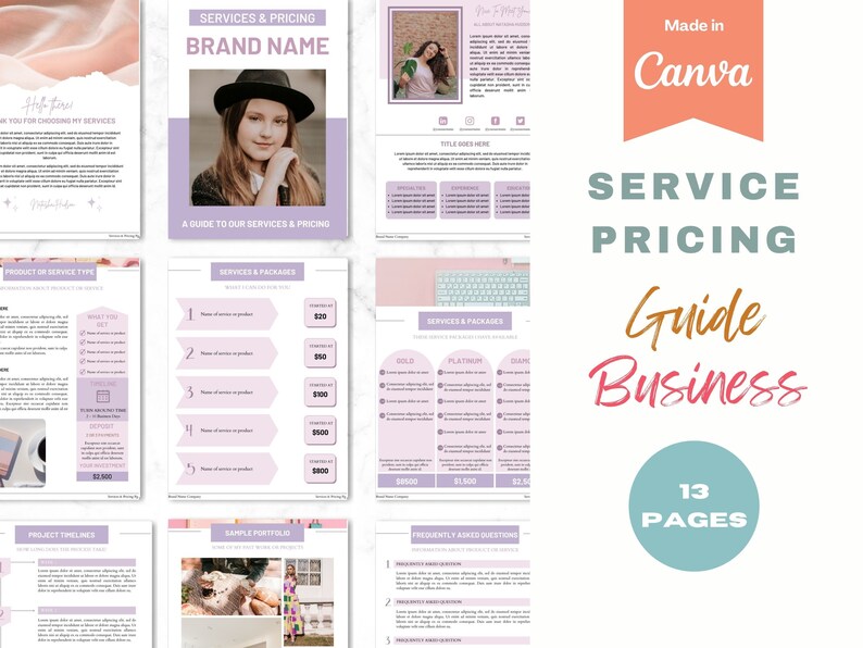 Services and Pricing Guide Canva Template, Pricing Template, Client ...