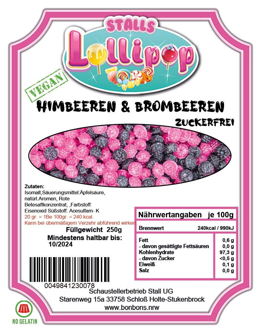 Sugar-free Raspberry-blackberry Candies 250g High Quality Candy Blend ...